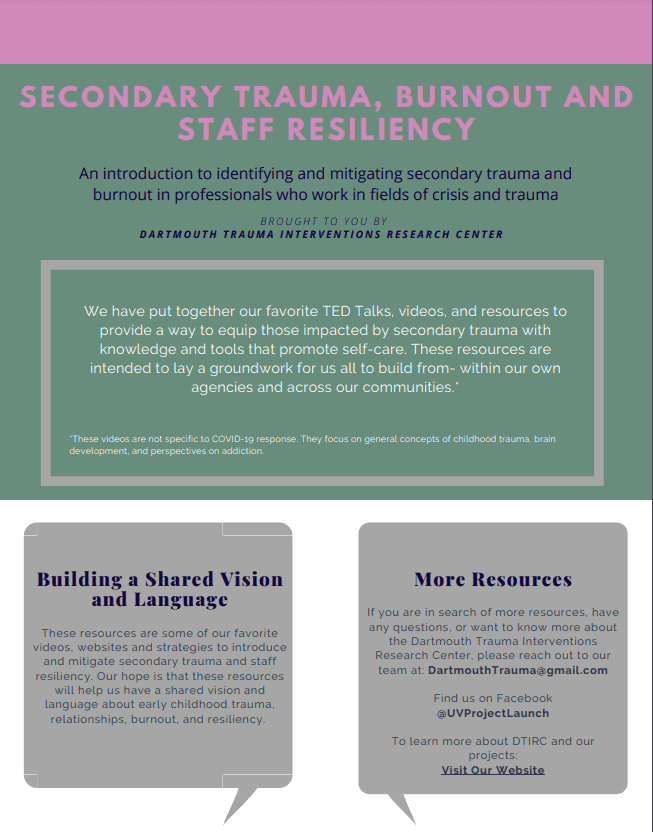 Secondary Trauma, Burnout and Staff Resiliency - Center for Excellence ...